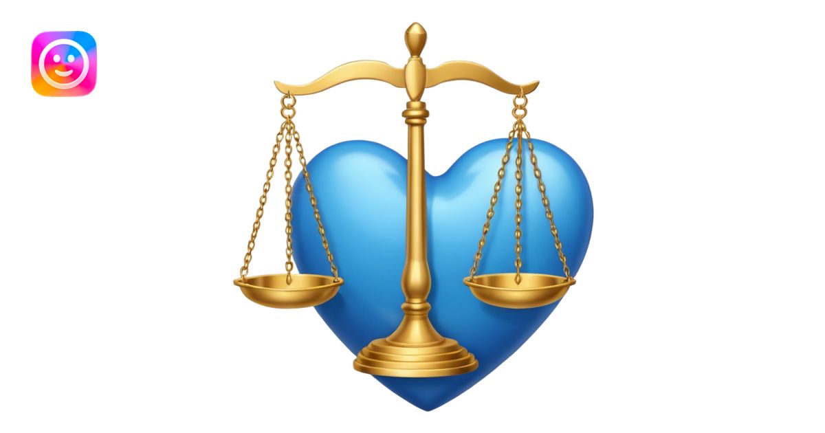Blue heart with scales of justice emoji | AI Emoji Generator