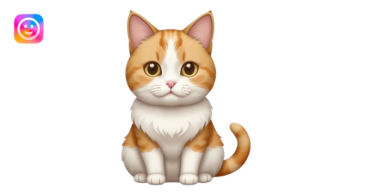 full body calico tabby + white cat with tiny head and fat body emoji ...
