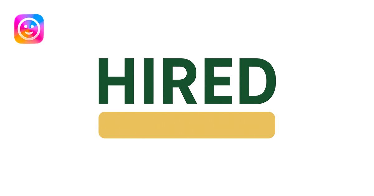 hired text logo, professional style, green gold and white color scheme ...