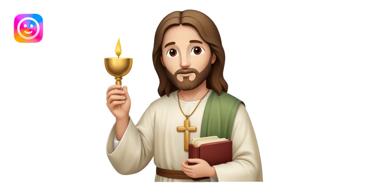 Jesus holding the Eucharist, celebrating Catholic Mass emoji | AI Emoji ...