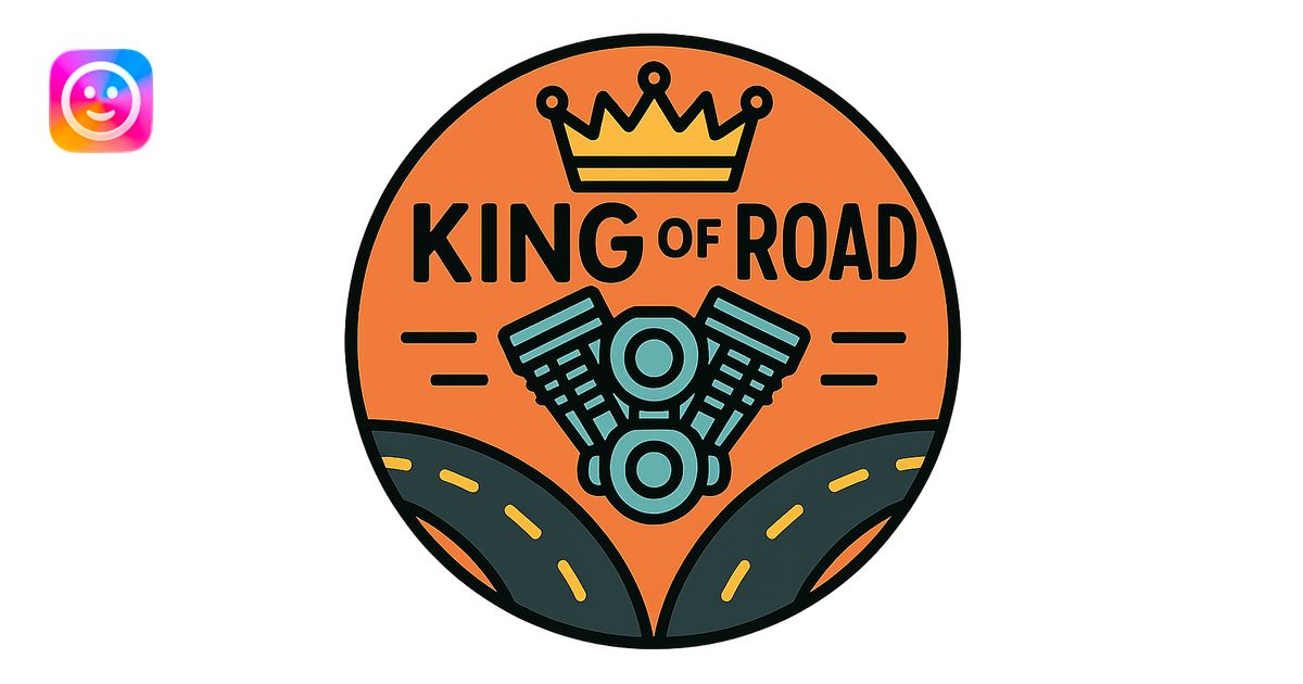 circular motorcycle cap design with the English phrase 'King of the ...