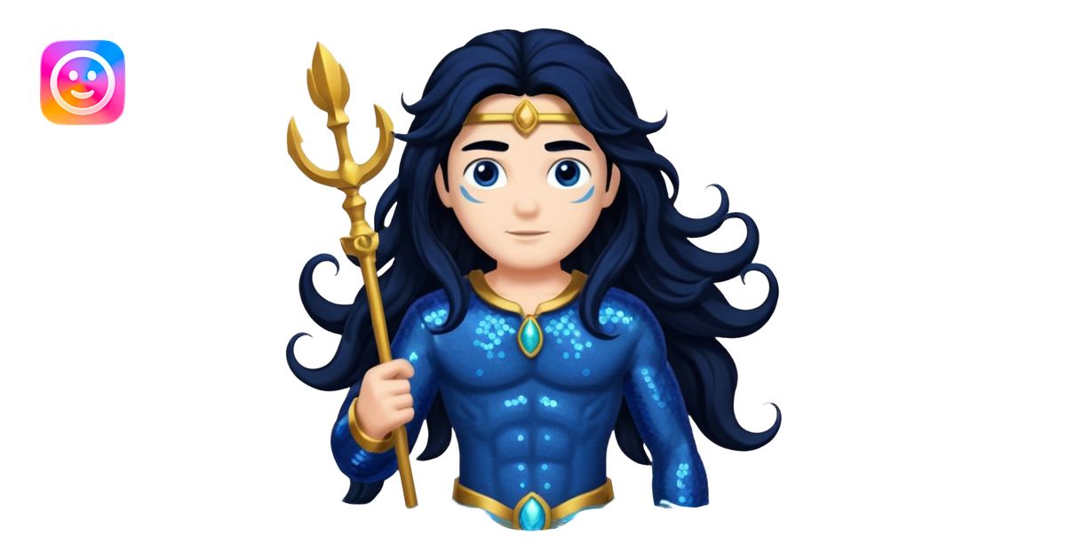 Neptune, God of Sea from Gods and Goddesses with long jet black hair ...