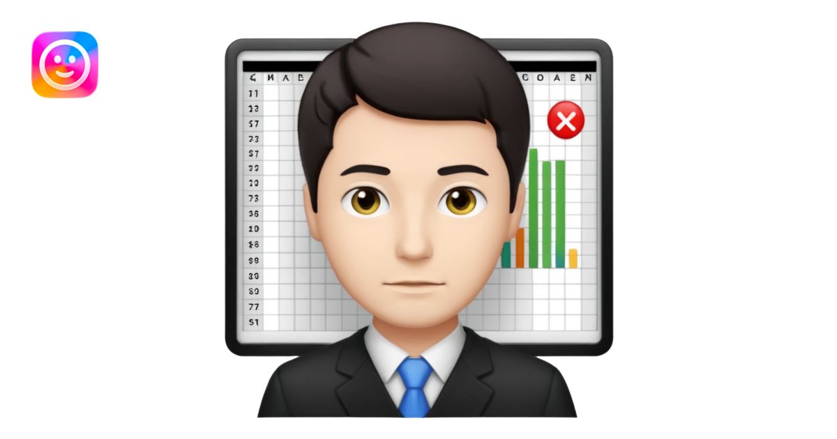 male dark short hair auditor with spreadsheet emoji emoji | AI Emoji ...