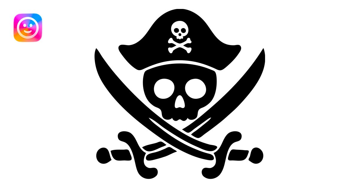 bold clean icon of green skull with empty sockets, classic black pirate ...