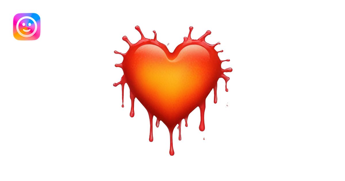 bleeding red heart glowing red-orange with splatter emoji | AI Emoji ...