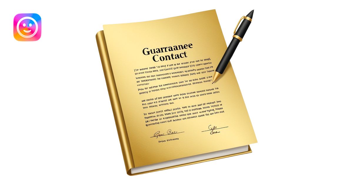 Professional safe guarantee contract golden paper signed emoji | AI ...