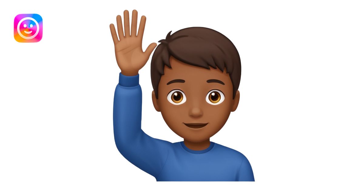 generate emoji of boy saying hii emoji | AI Emoji Generator