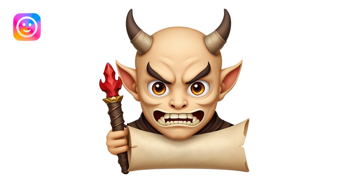 cartoon face holding a scroll parchment in mouth like a Demon Slayer ...