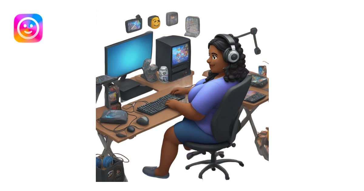 Fat person streaming on twitch emoji | AI Emoji Generator
