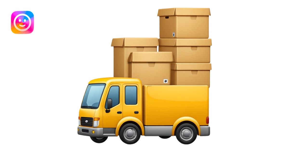 logo of a truck carrying boxes and an armchair, for furniture delivery ...
