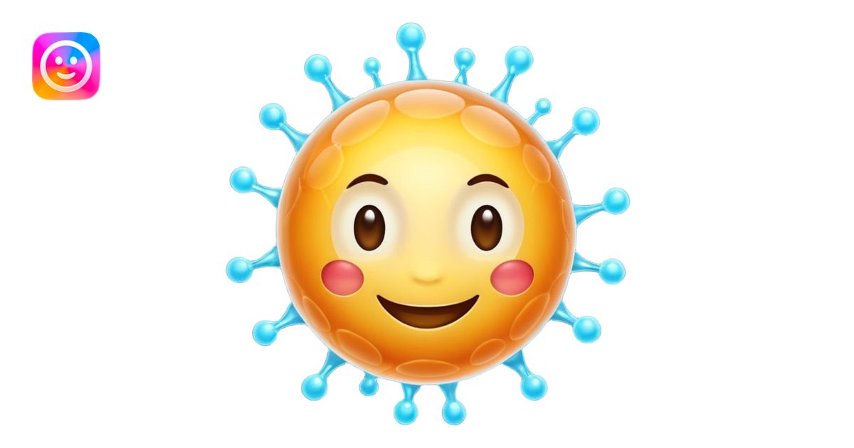 Cute, smiling, glowing stem cell with small protrusions. White ...
