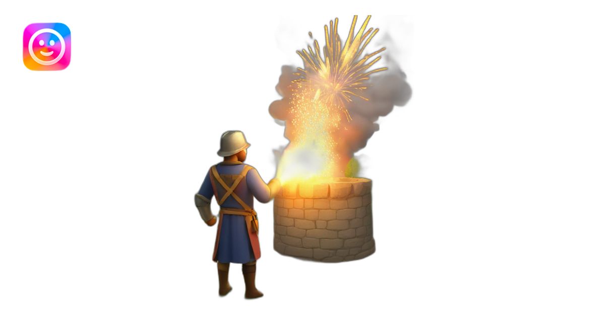 medieval Pyrotechnician seeing some fireworks go off in front of him ...