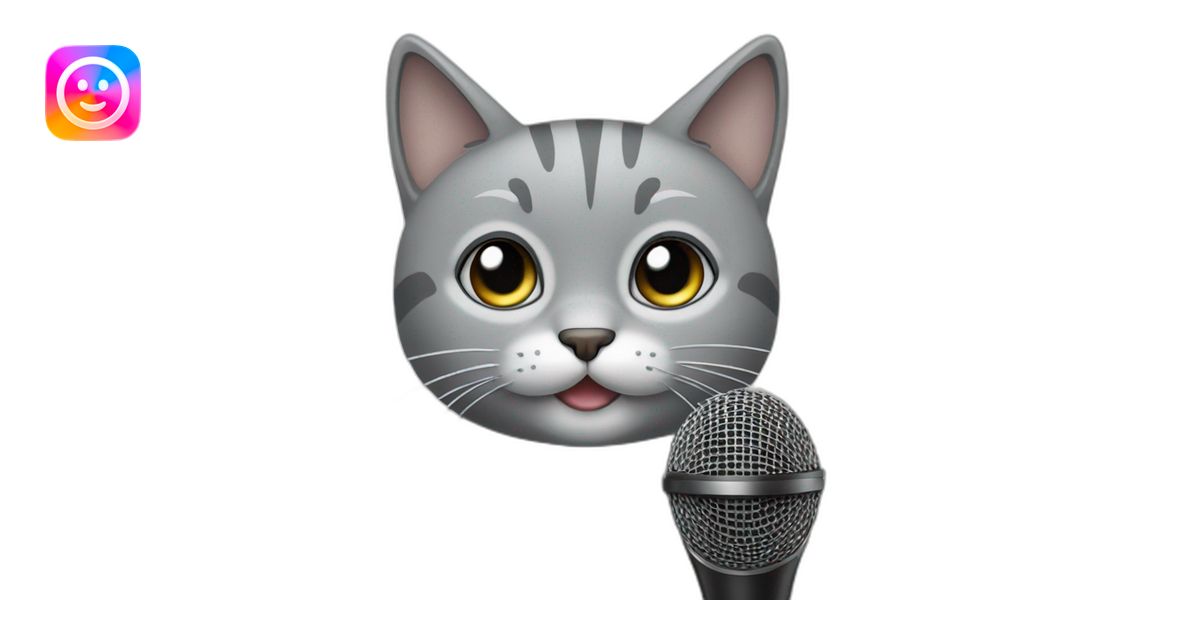 grey kitty face with mic emoji | AI Emoji Generator