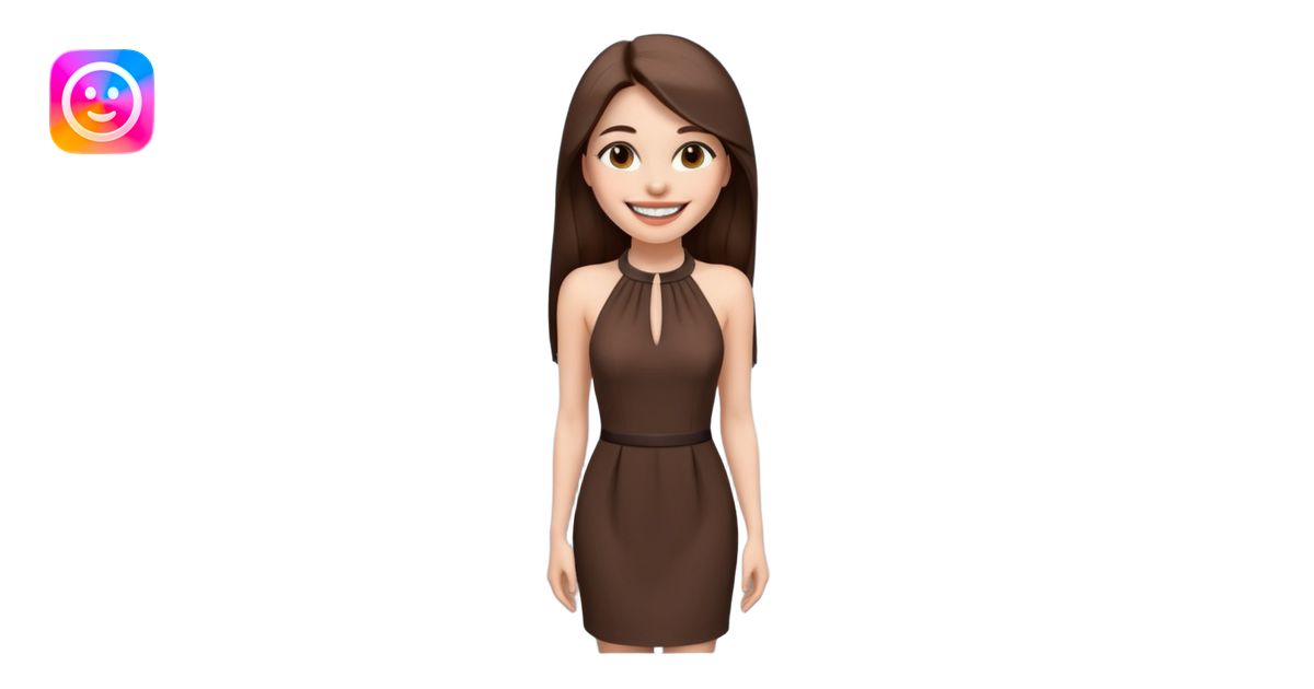 emoji-style illustration of a stylish pretty big smile woman with long ...