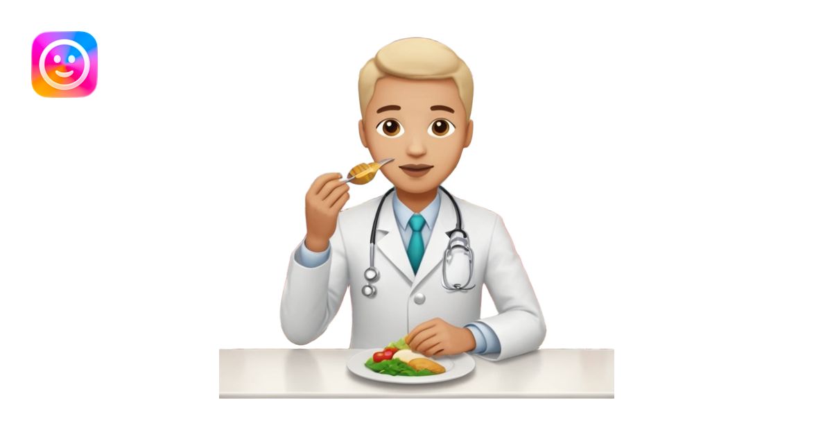 ligth doctor eating in restaurant full body emoji | AI Emoji Generator