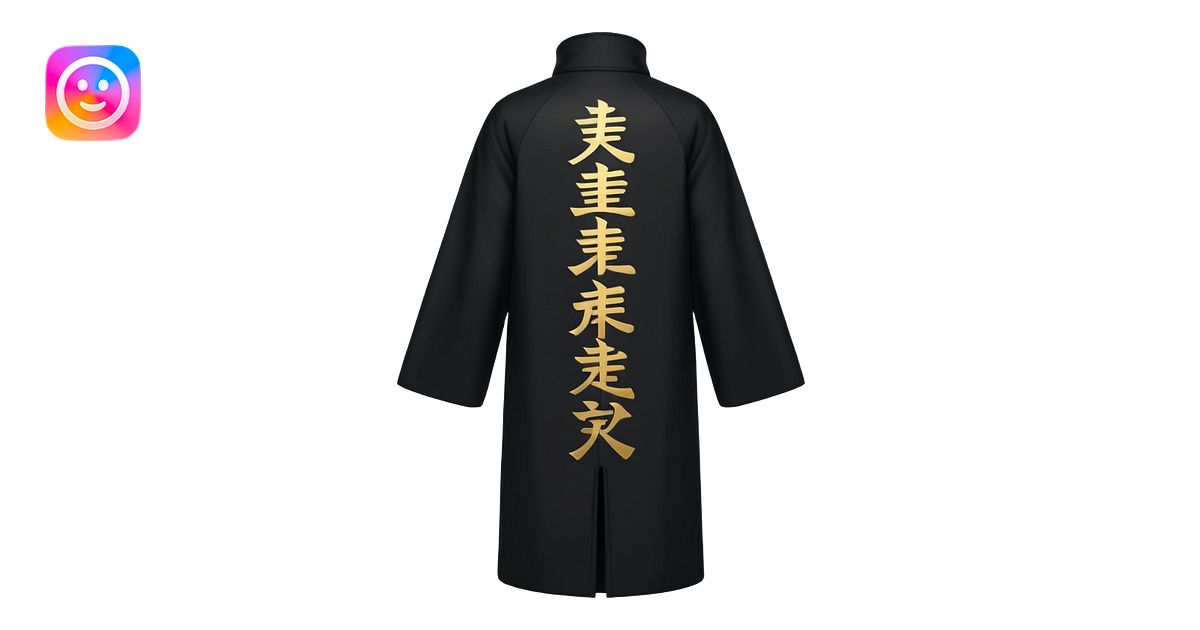 A long black anime style coat with a straight silhouette, reaching ...