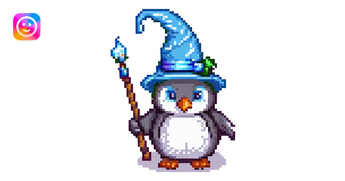 A penguin wizard with a pointy hat and a magic wand illustration | AI ...