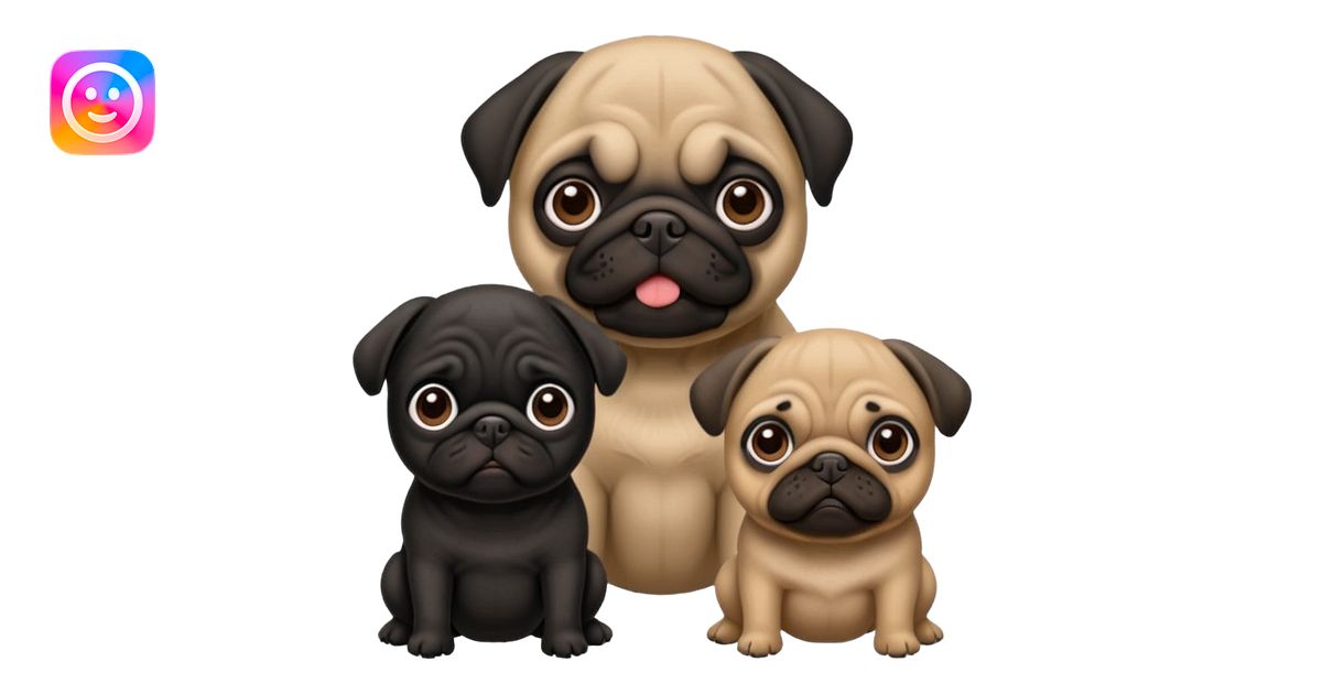 Black pug and fawn pug emoji | AI Emoji Generator