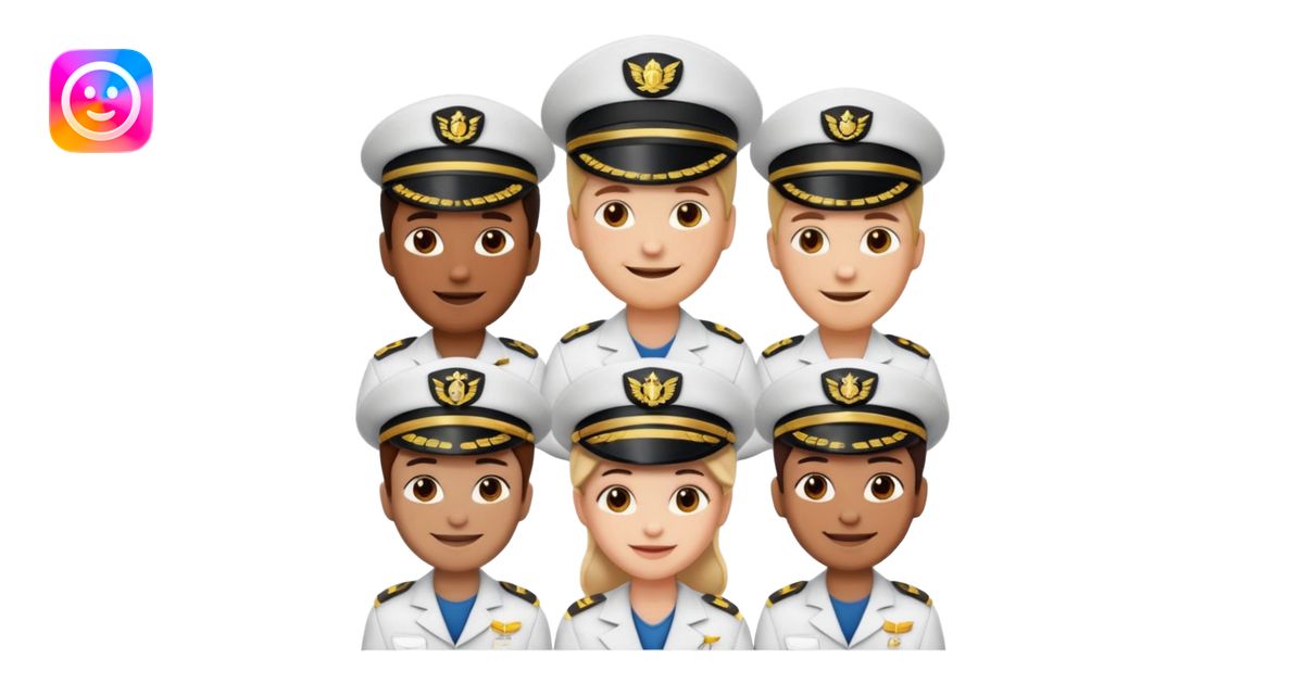 emoji style ship crew where everyone is a capitan less cartoony emoji ...
