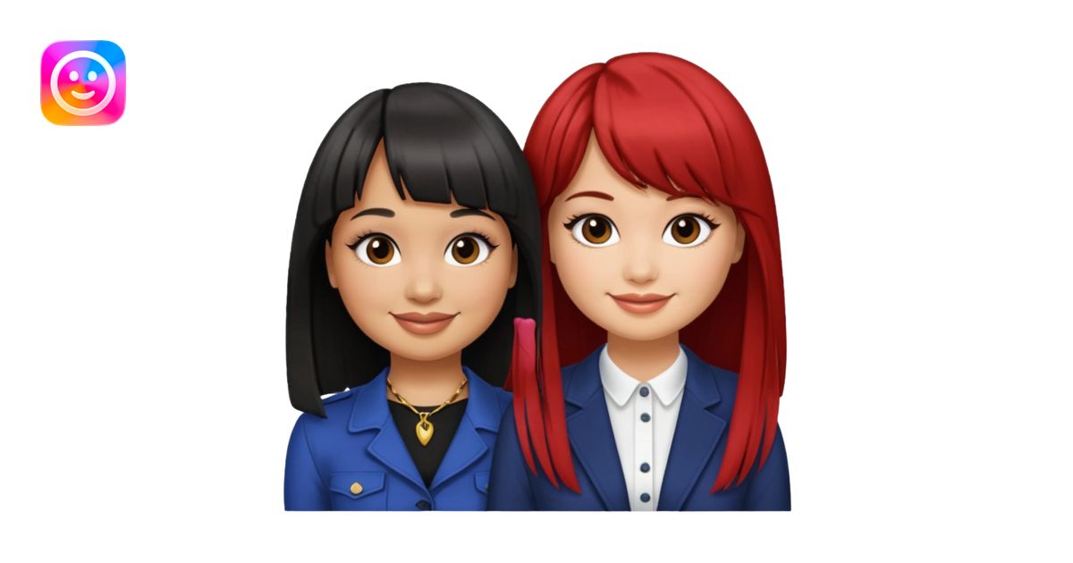 Raven-Symoné and Debby Ryan (straight bangs) emoji | AI Emoji Generator