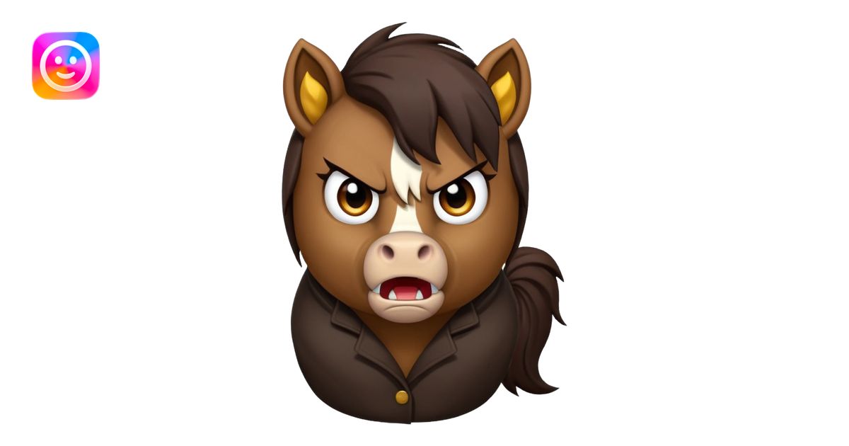 Angry Pony with the Anger Symbol emoji over it emoji | AI Emoji Generator