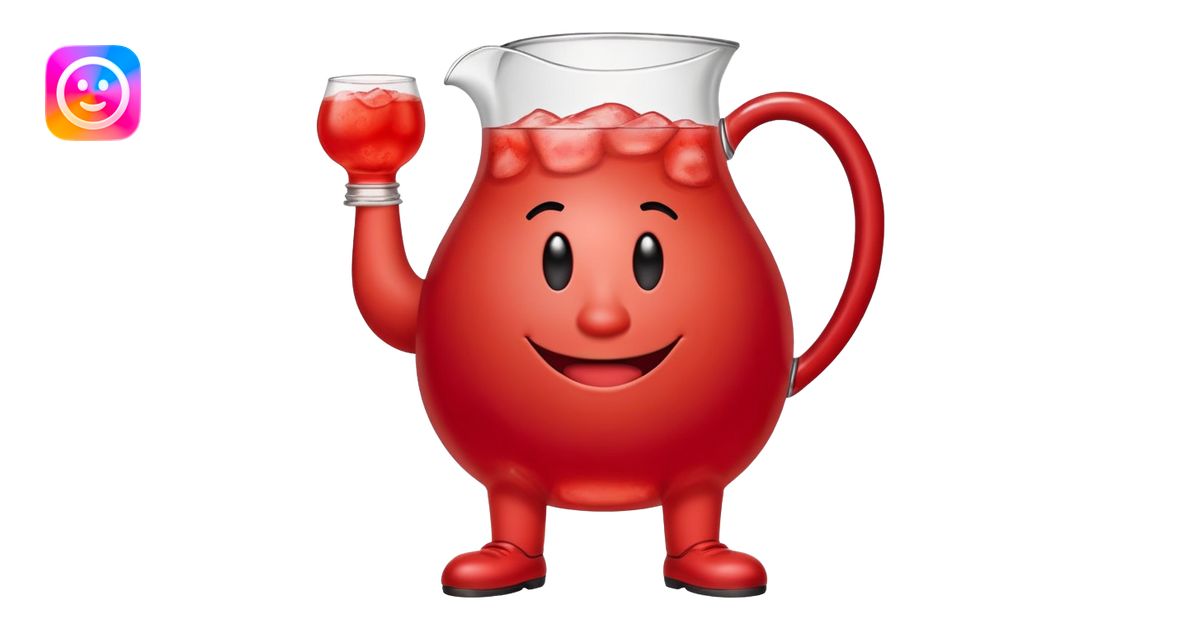Kool-Aid man, red pitcher character with a smiling face and legs emoji ...