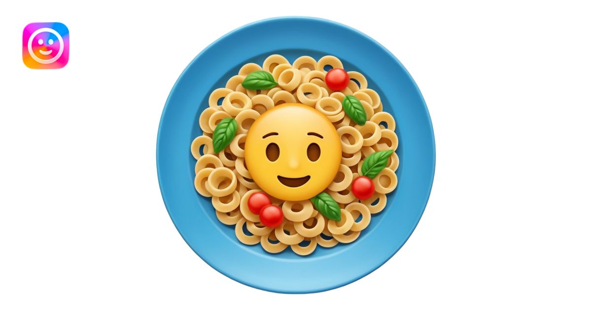 Emoji of a plate with grains and pasta, simple bright Apple-style emoji ...