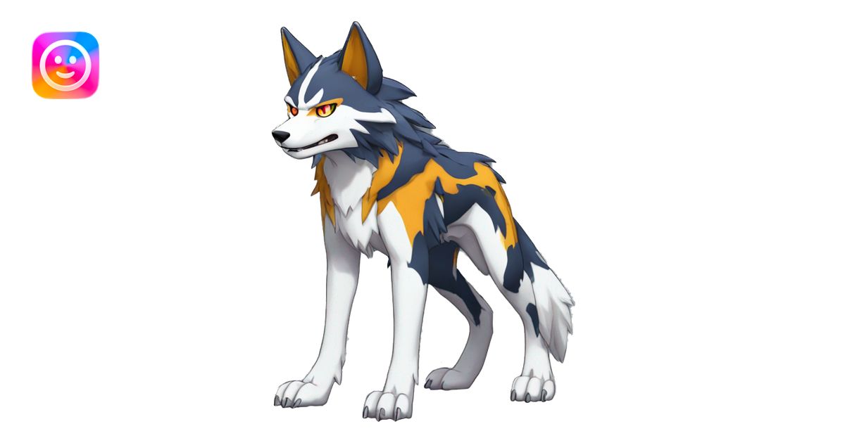 Cool Edgy Colorful Digimon-Fakemon-Wolf with edgy markings full body ...