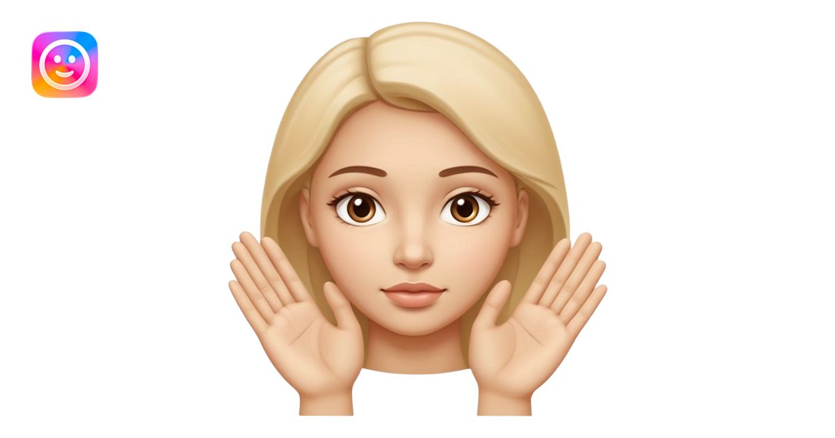 Simple wellness-style emoji of a face with a hand gently pressing and ...
