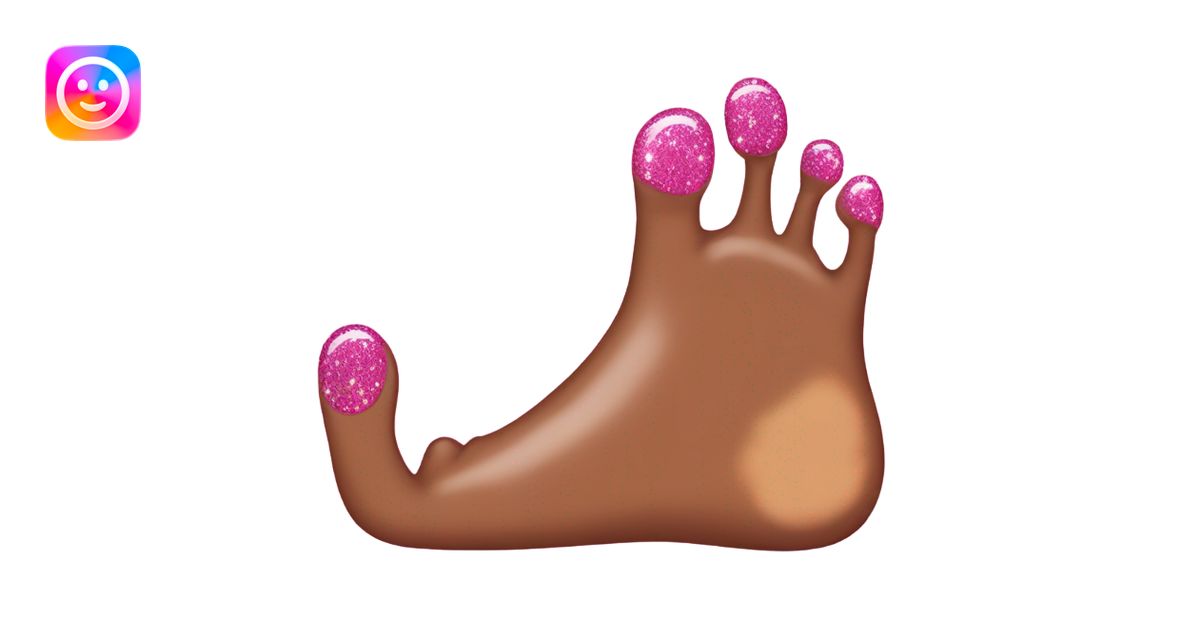 Brown foot with glitter pink nail polish emoji | AI Emoji Generator