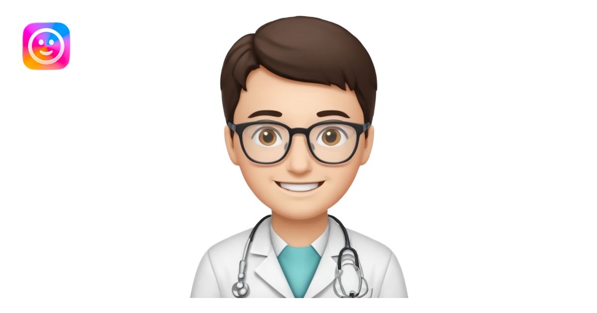 doctor with white uniform and glasses emoji | AI Emoji Generator