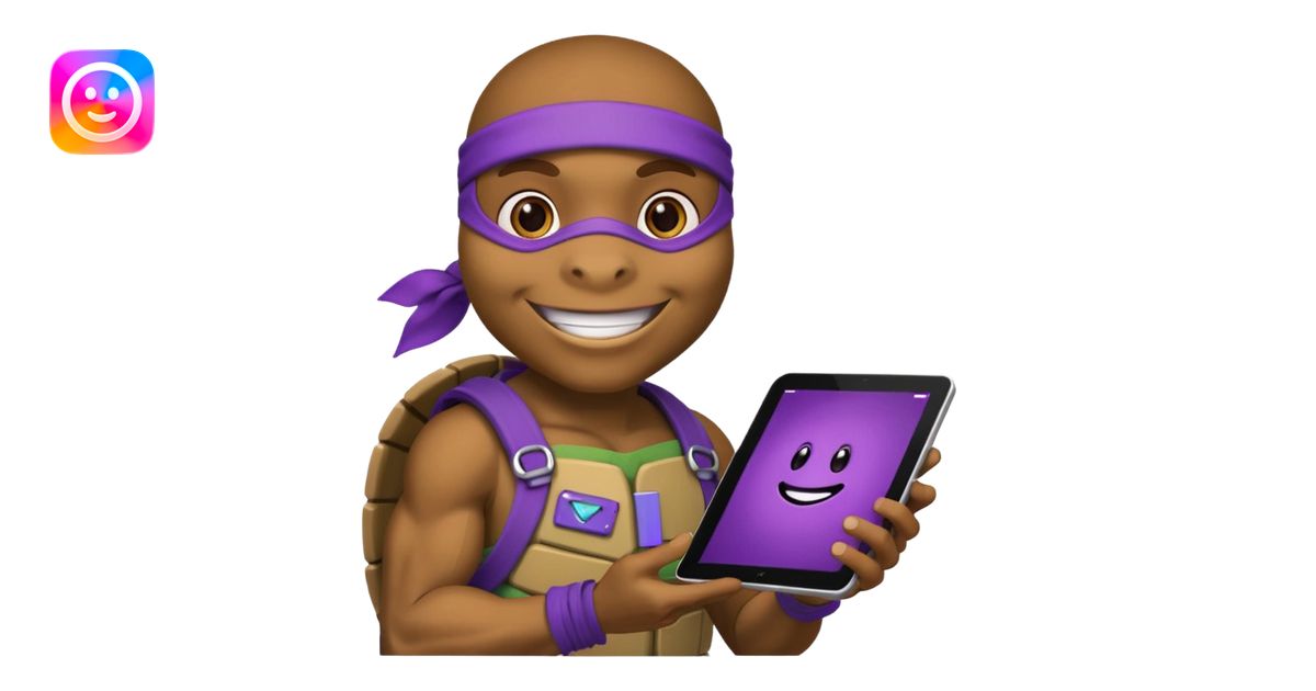Donatello from Teenage Mutant Ninja Turtles, emoji style, holding a ...