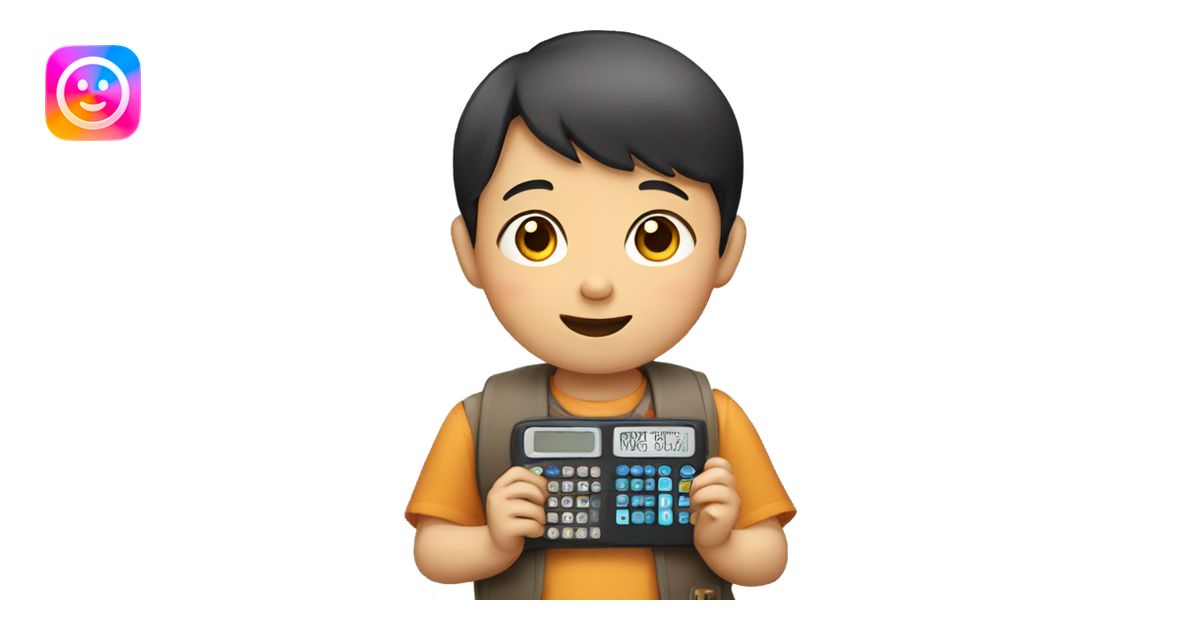 Asian child holding calculator emoji | AI Emoji Generator