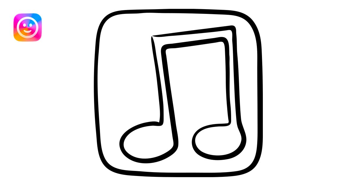 music icon square shape hand drawn black outline icon | AI Emoji Generator