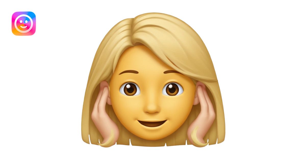 Face emoji smiling and tucking hair behind ear emoji | AI Emoji Generator