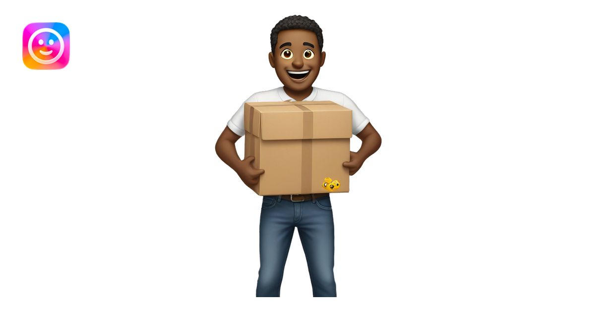 A man carrying many suprise box and smiling emoji | AI Emoji Generator