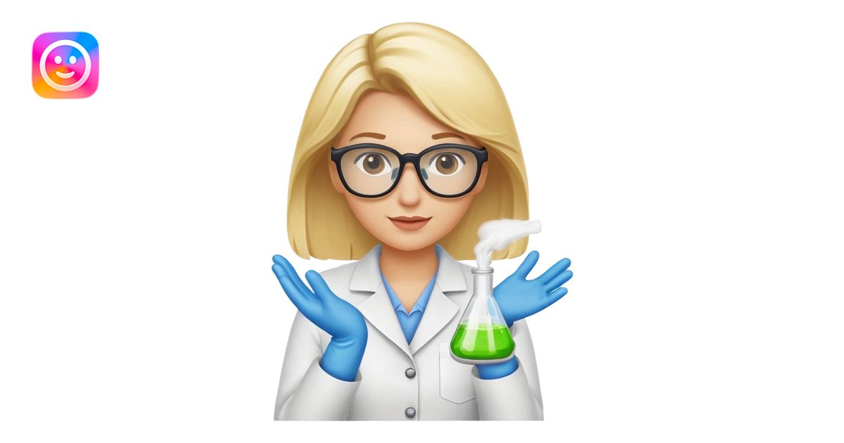 Eine hellblonde Chemikerin mit Kittel, Handschuhen, großer Labor ...