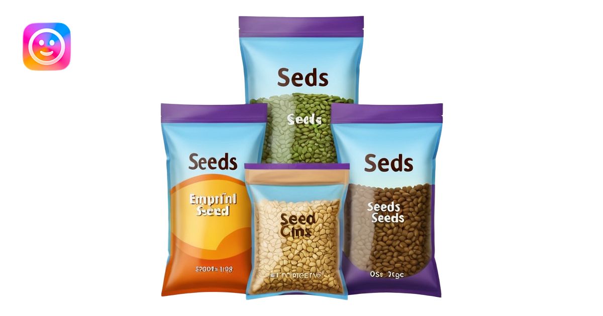 several packs of seeds. Transparent background emoji | AI Emoji Generator