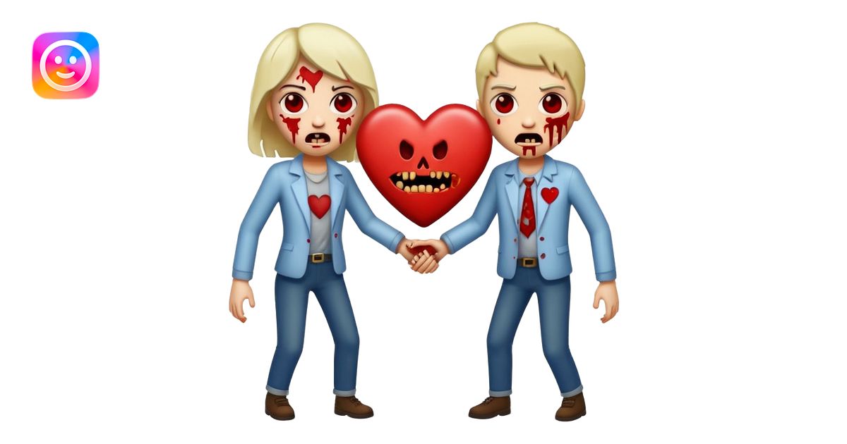 Zombies made out of heart emojies fighting emoji | AI Emoji Generator