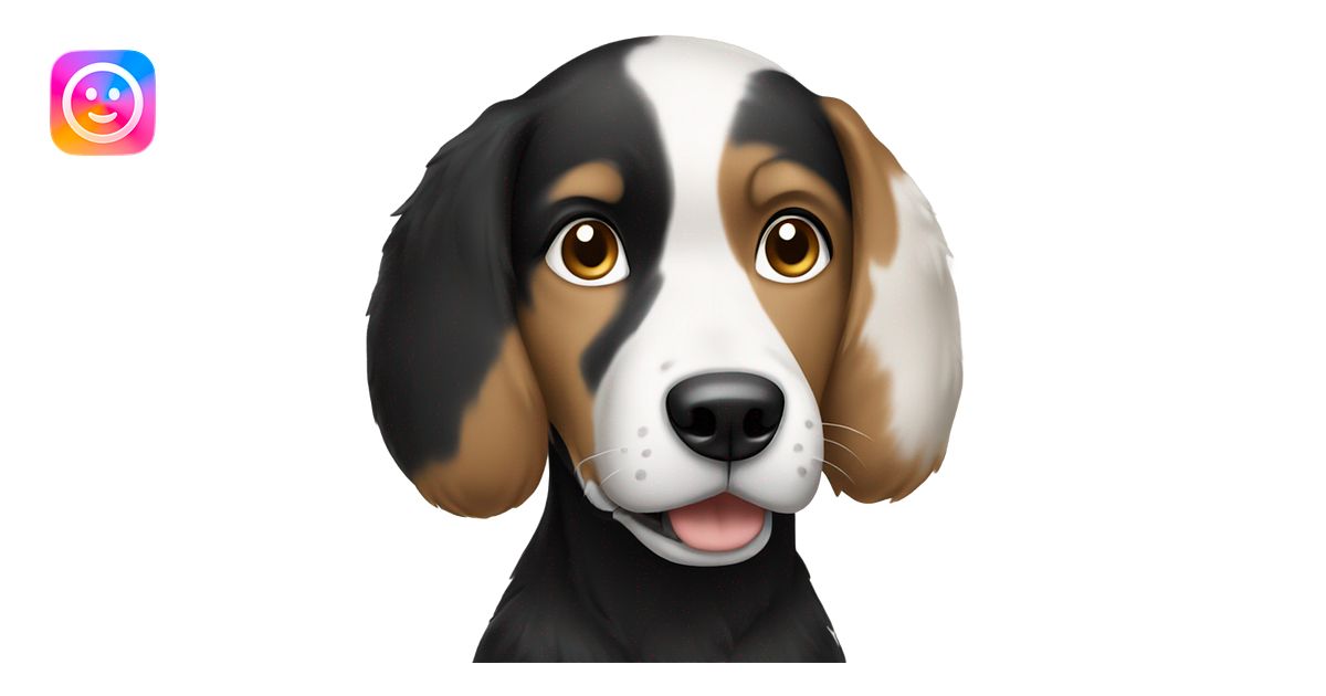 Black and white dog with tan brunette hugging emoji | AI Emoji Generator