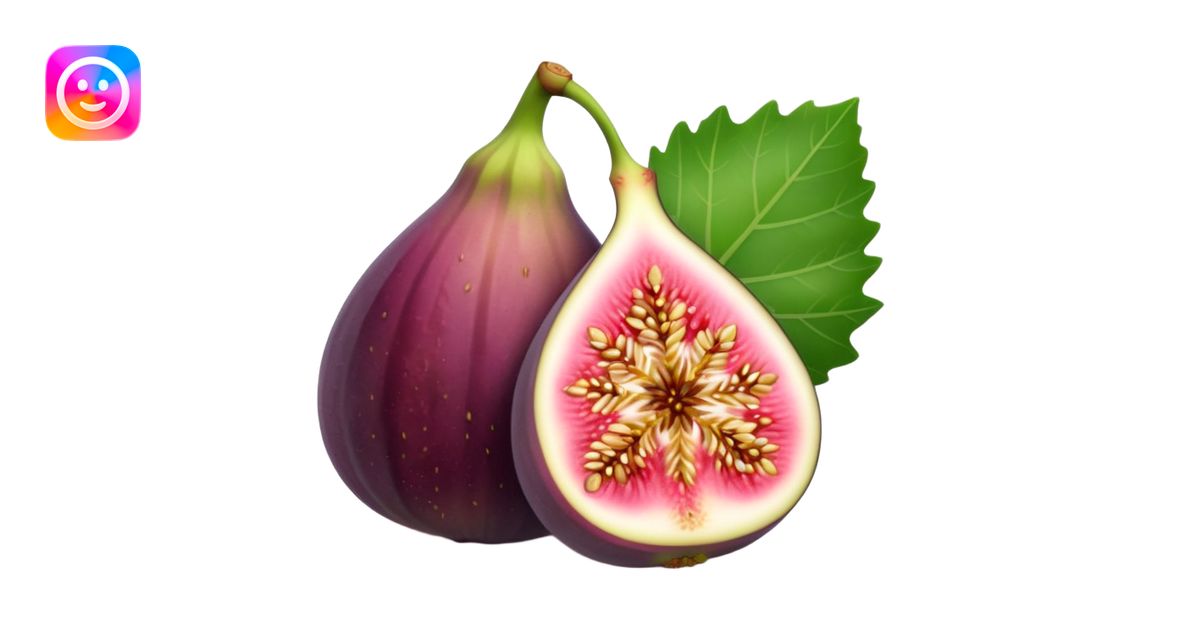 Please create a emoji of a cross-section of a fig with a small leaf ...
