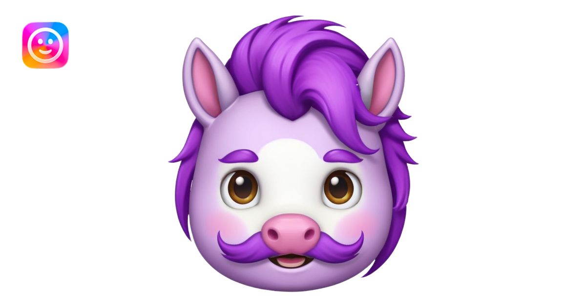 unicorn face with big thick mustache cute and purple haired mohawk ...