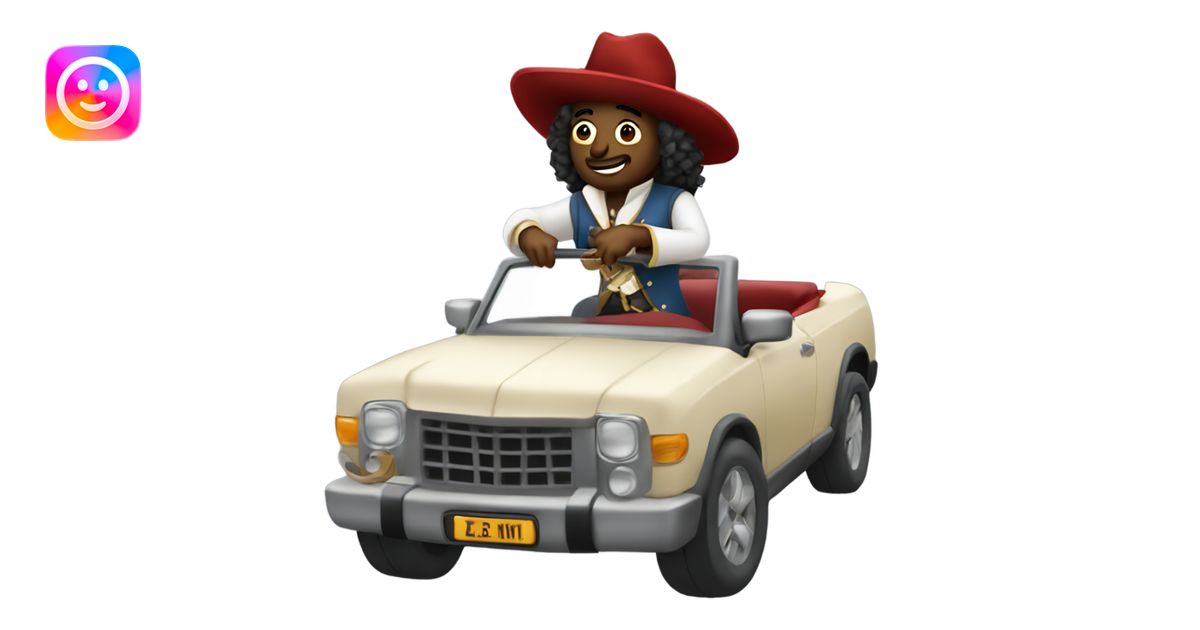 musketeer jamming in convertible emoji | AI Emoji Generator