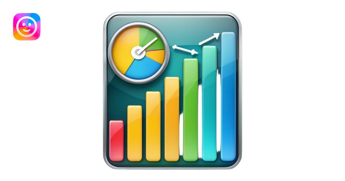 KPI dashboard icon emoji with rounded screen, glossy effect, soft ...