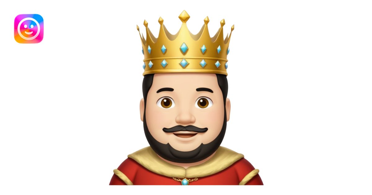 Bearded King, young fat king with short black beard, wearing crown ...