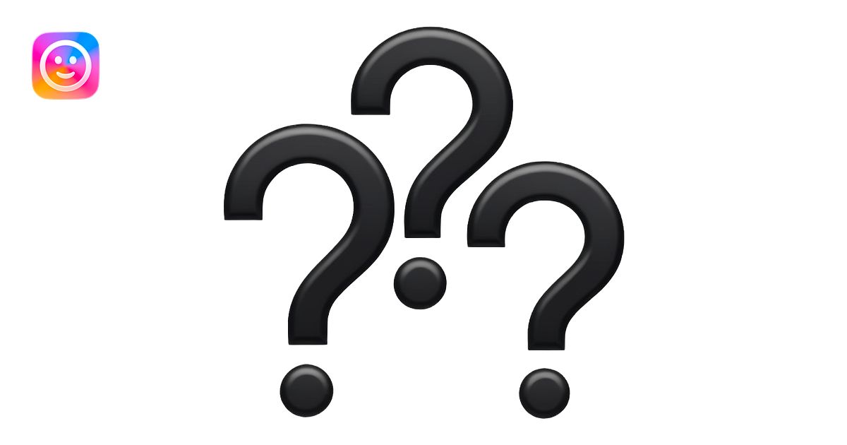 three black question marks next to each-other emoji | AI Emoji Generator