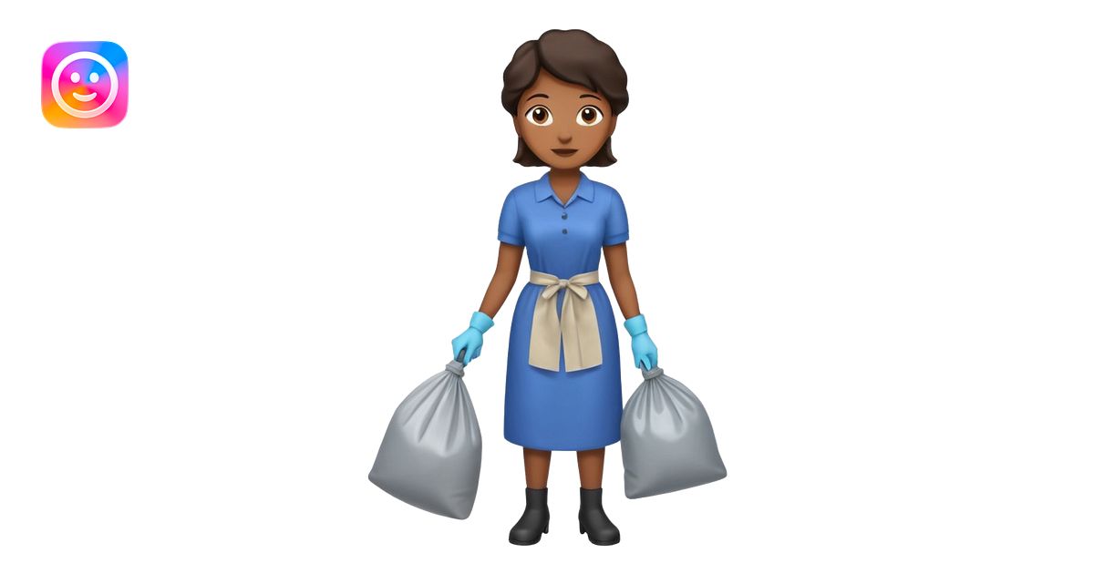 full body housekeeper taking out the trash emoji | AI Emoji Generator
