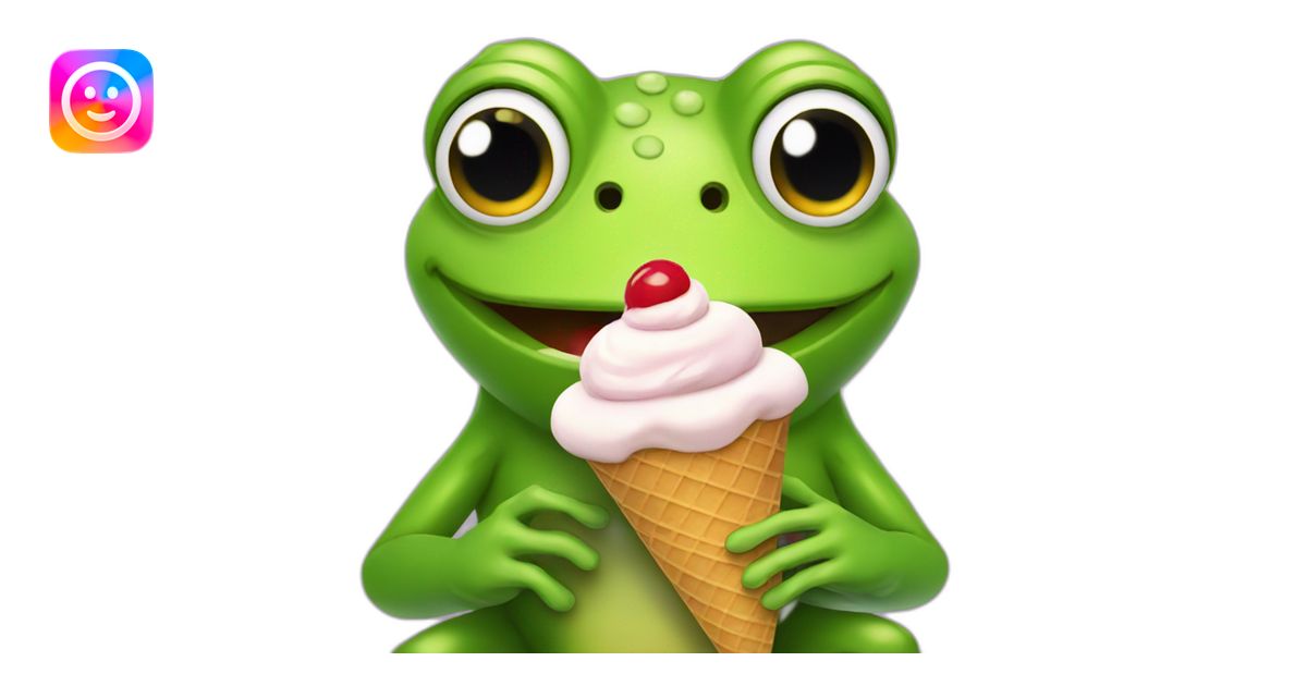 Frog eating an ice cream emoji | AI Emoji Generator