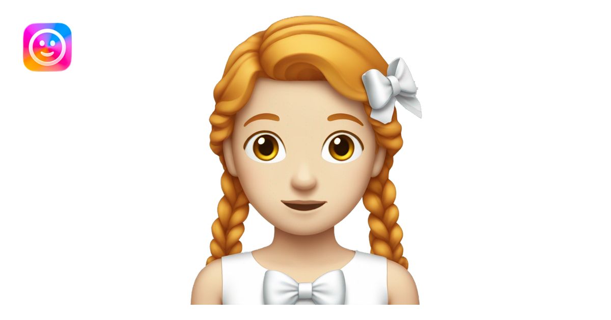 Pretty ginger girl with white bow emoji | AI Emoji Generator