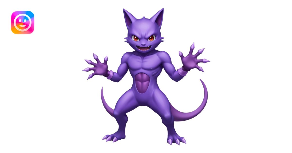Gengar-Sableye-Mewtwo-fusion (full body) emoji | AI Emoji Generator